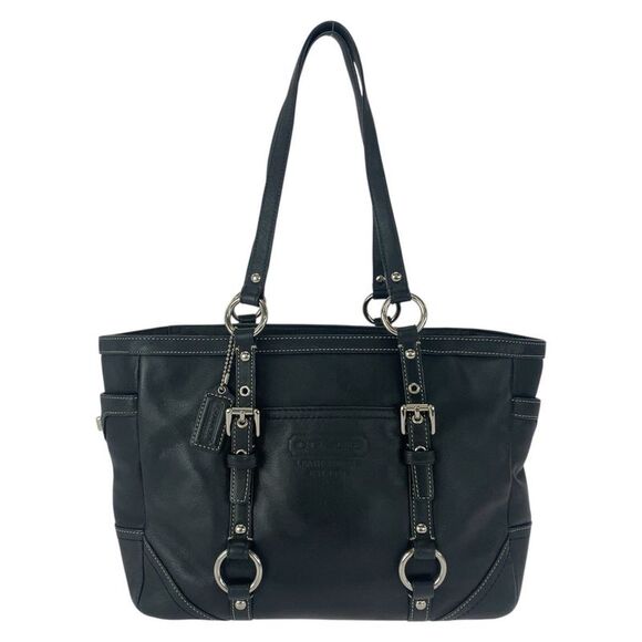 Coach | Bags | Coach Leather Tote Bag Black Silver Hardware | Poshmark